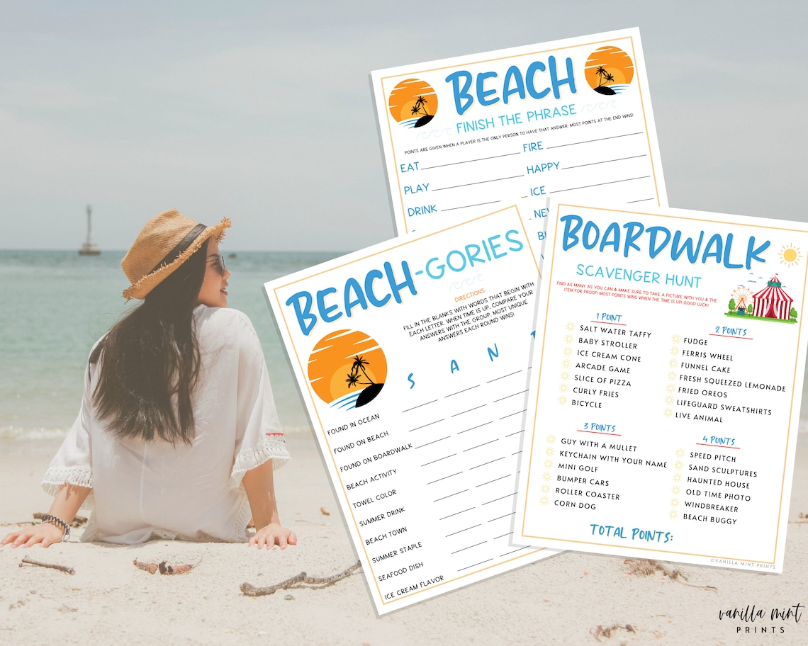 Beach 10 Game BUNDLE Ten Printable Summertime Games Fun - Etsy