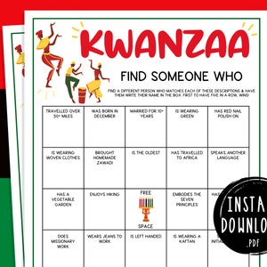 Kwanzaa Find Someone Who | Printable Kwanzaa Party Games | Fun ...