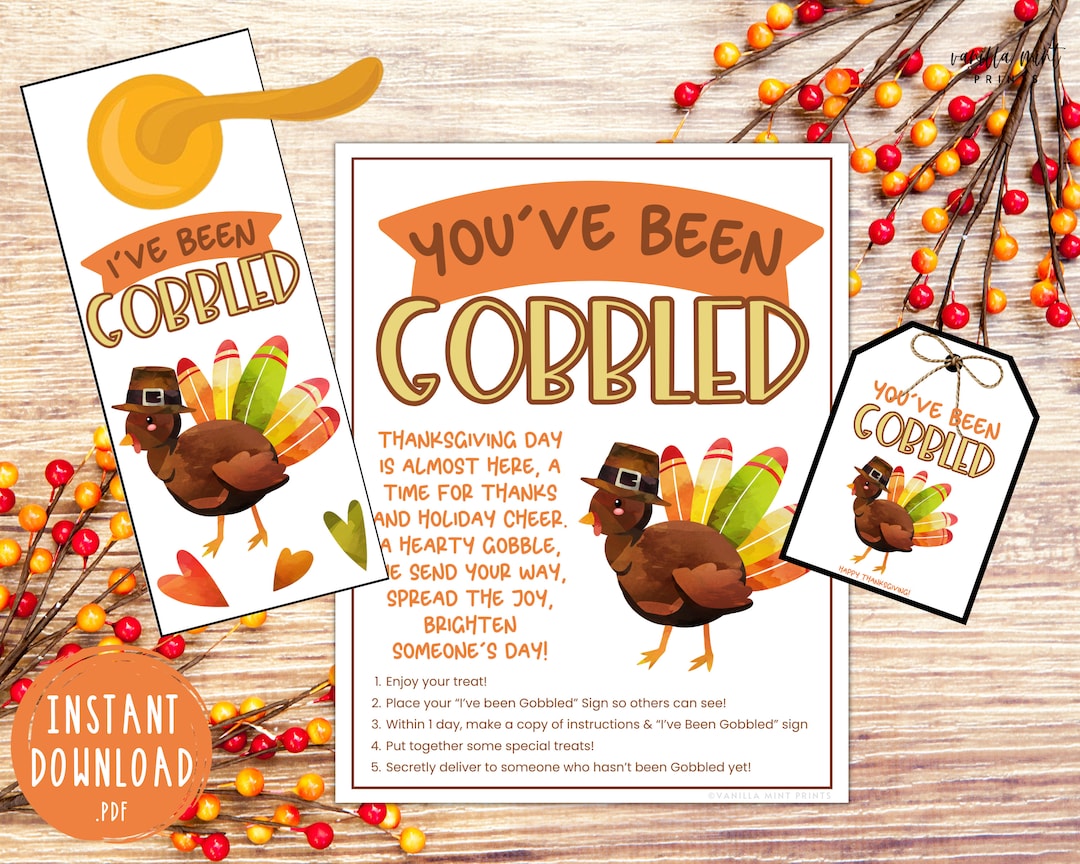 You've Been Gobbled Printable Thanksgiving Game Kit | Friendsgiving ...