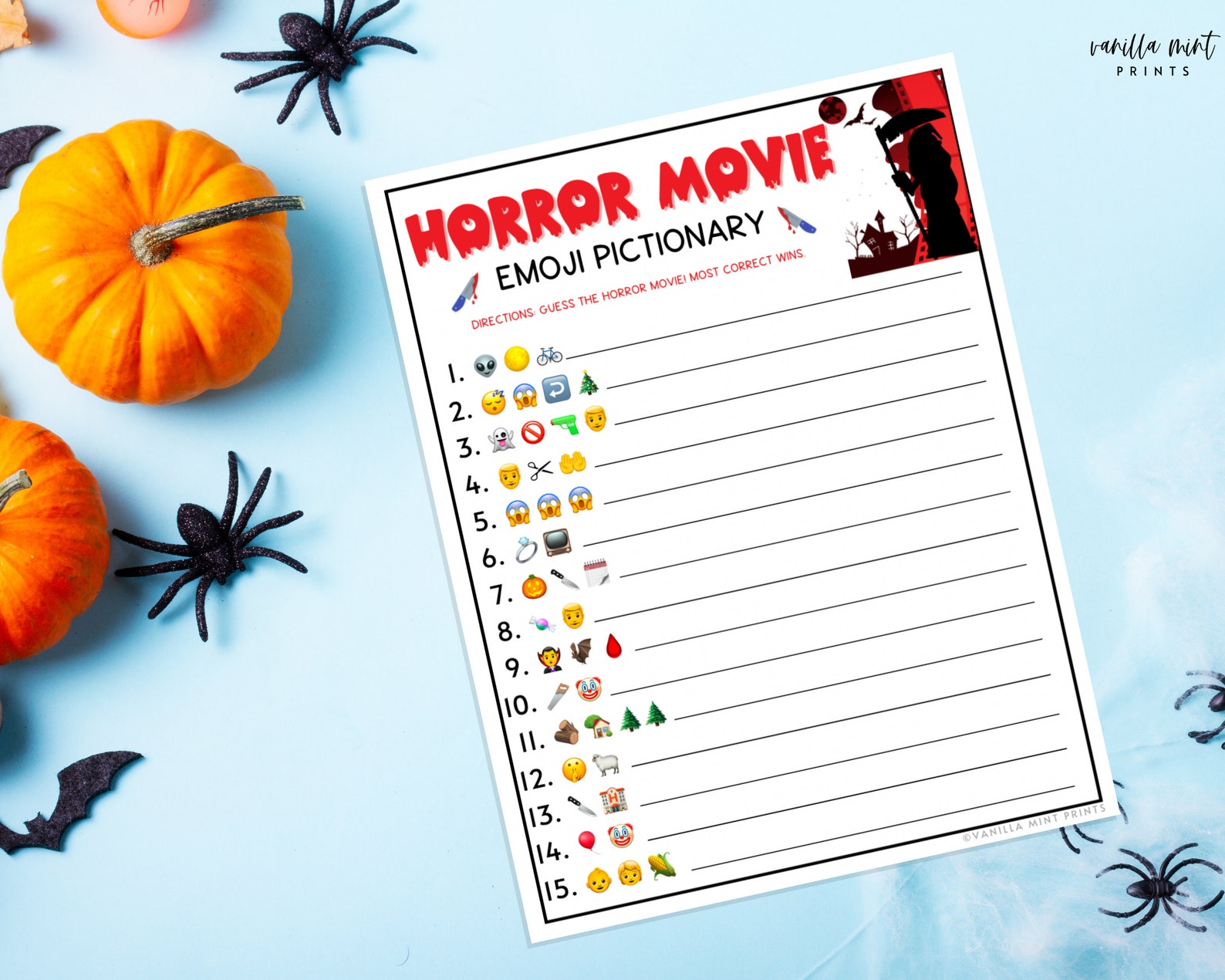 Halloween Horror Movie Emoji Pictionary Party Game Halloween - Etsy