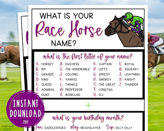 Whats Your Race Horse Name Game Triple Crown Party Game | Etsy