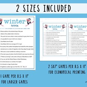 Winter Trivia Game | Printable Winter Games | Wintertime Activities for ...