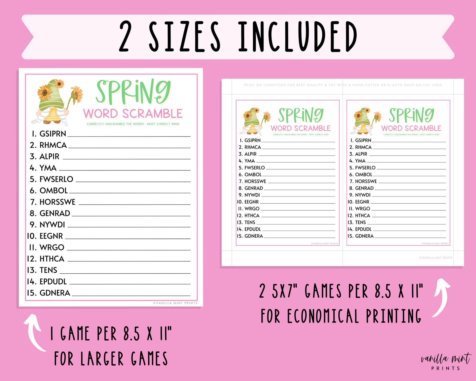Spring Word Scramble Game Printable Springtime Games Party Games Spring ...