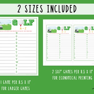 Golf A - Z Game | Printable Golf Team Party Games | Masters Golf ...