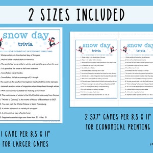 Snow Day Trivia Game | Fun Printable Winter Game | Wintertime Activity ...