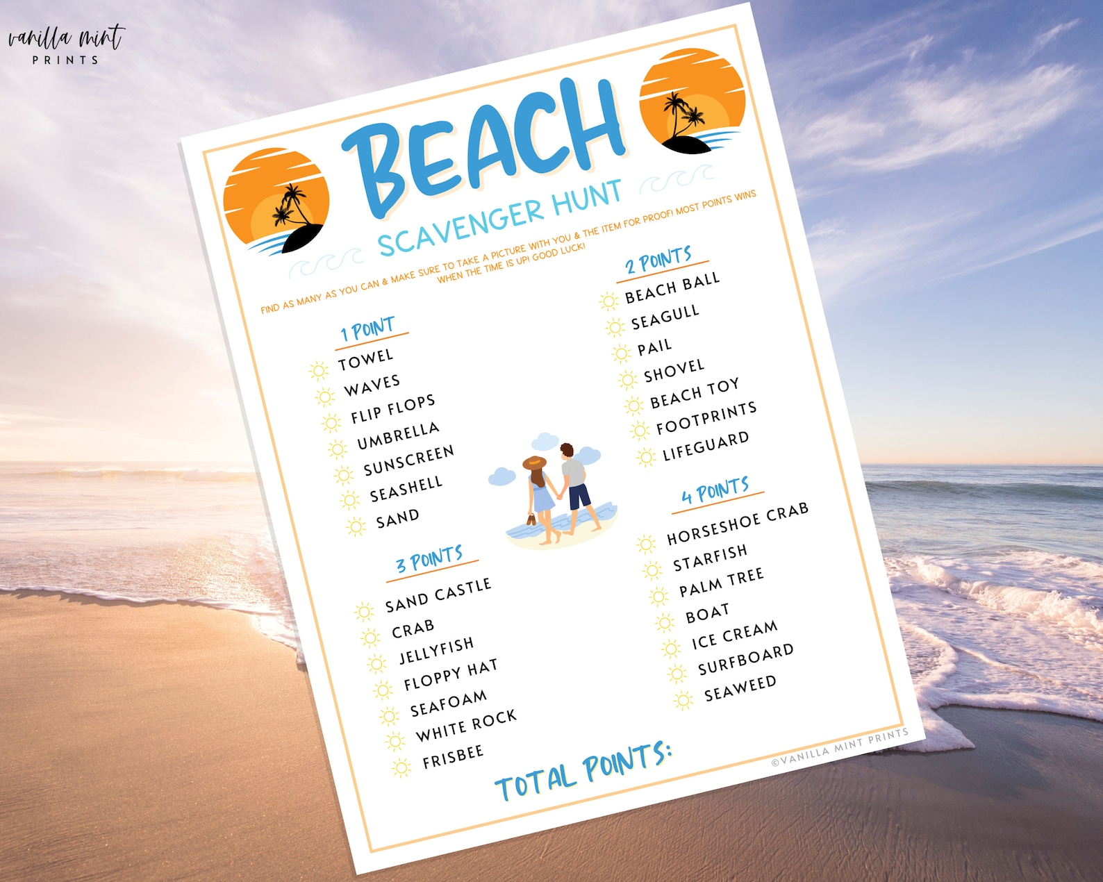 Beach Scavenger Hunt Game Printable Summertime Games Fun Beach Vacation ...