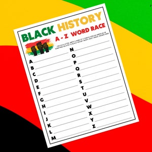 Black History Month A-Z Word Race Game | African American History ...