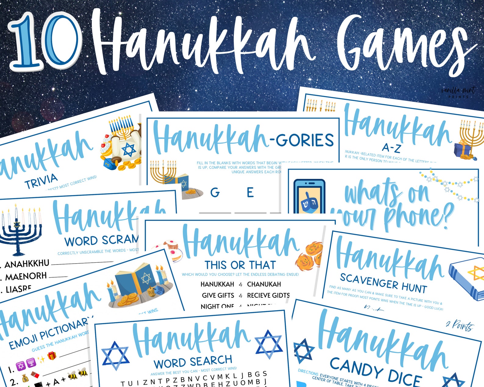 Hanukkah 10 Party Games BUNDLE Ten Chanukah Celebration - Etsy