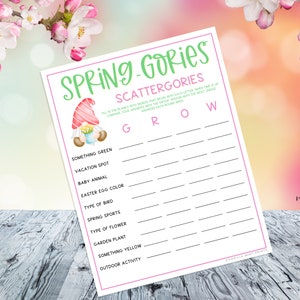 Spring Scattergories | Spring-gories | Printable Springtime Games ...