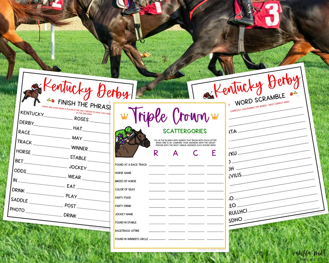 Kentucky Derby 10 Game BUNDLE Volume 2 Ten Horse Race Party - Etsy