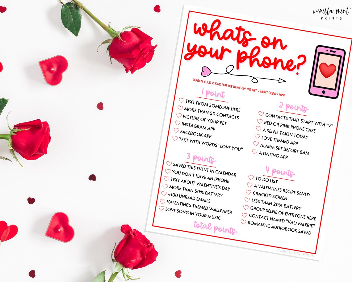 Valentine's Day Whats on Your Phone Game Fun - Etsy