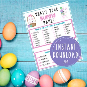 What's Your Bunny Name | Easter Name Game | Printable Easter Games ...