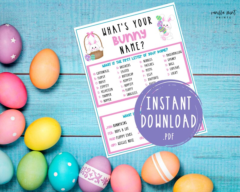 What's Your Bunny Name Easter Name Game Printable - Etsy