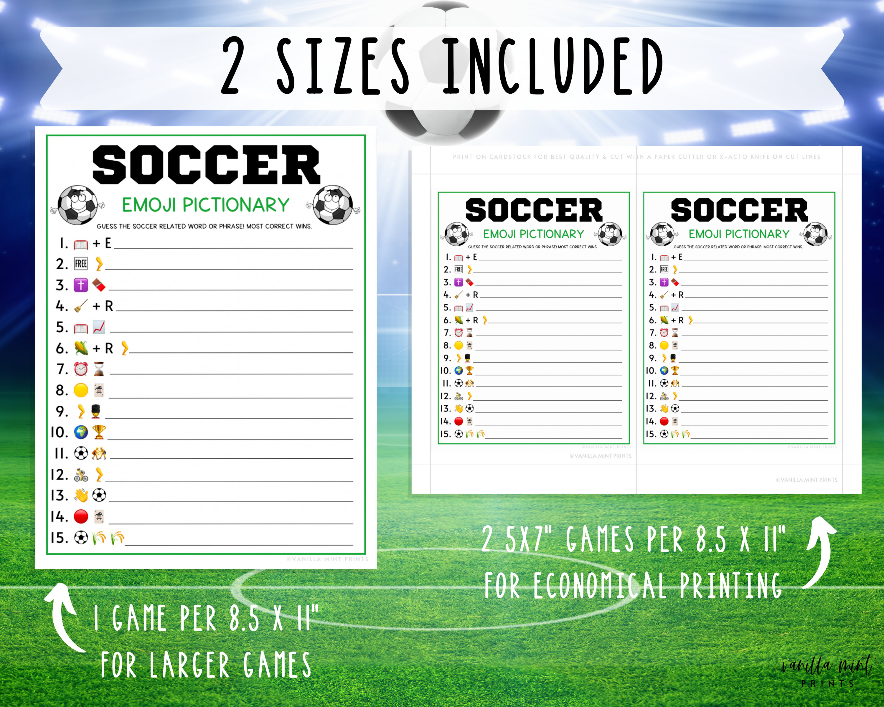 Soccer Emoji Pictionary Game | Printable Soccer Team Party Game ...