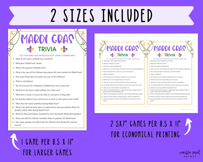 Mardi Gras Trivia Game | Fat Tuesday Party Games | Carnival | Mardi ...