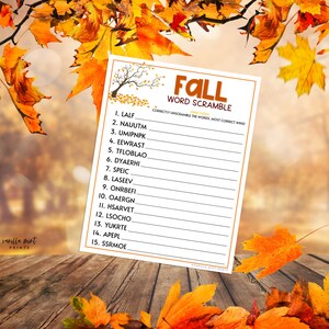 Fall Word Scramble Game | Printable Autumn Games | Fall Time Activities ...