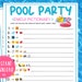 Pool Party Emoji Pictionary Game | Fun Printable Summertime Party Games ...