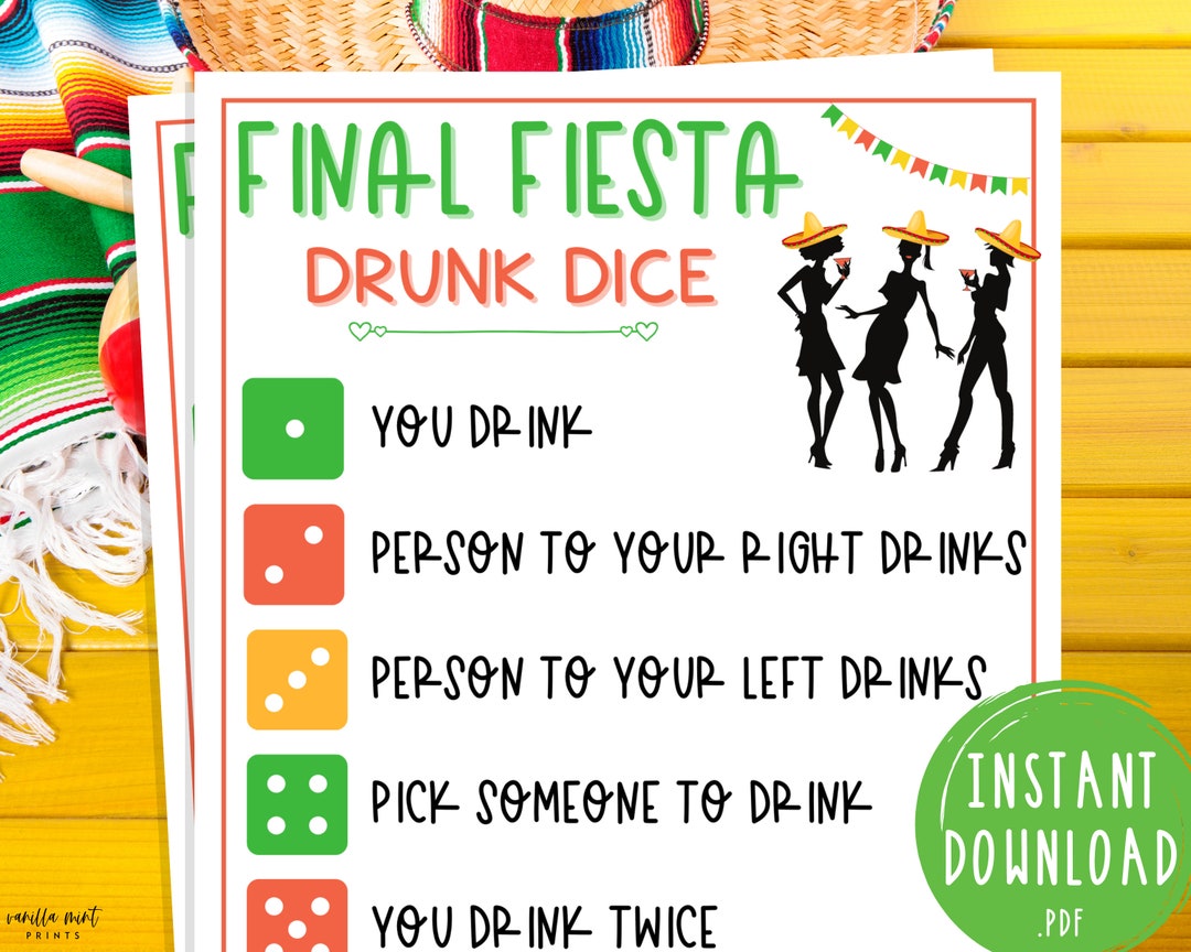 Final Fiesta Bachelorette Party Game | Drunk Dice | Drinking Game | Hen ...