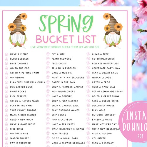 Spring Bucket List Bundle Printable Kids Activities Family - Etsy