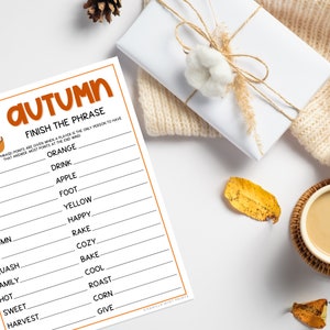 Fall Finish the Phrase Game Printable Autumn Party Games - Etsy