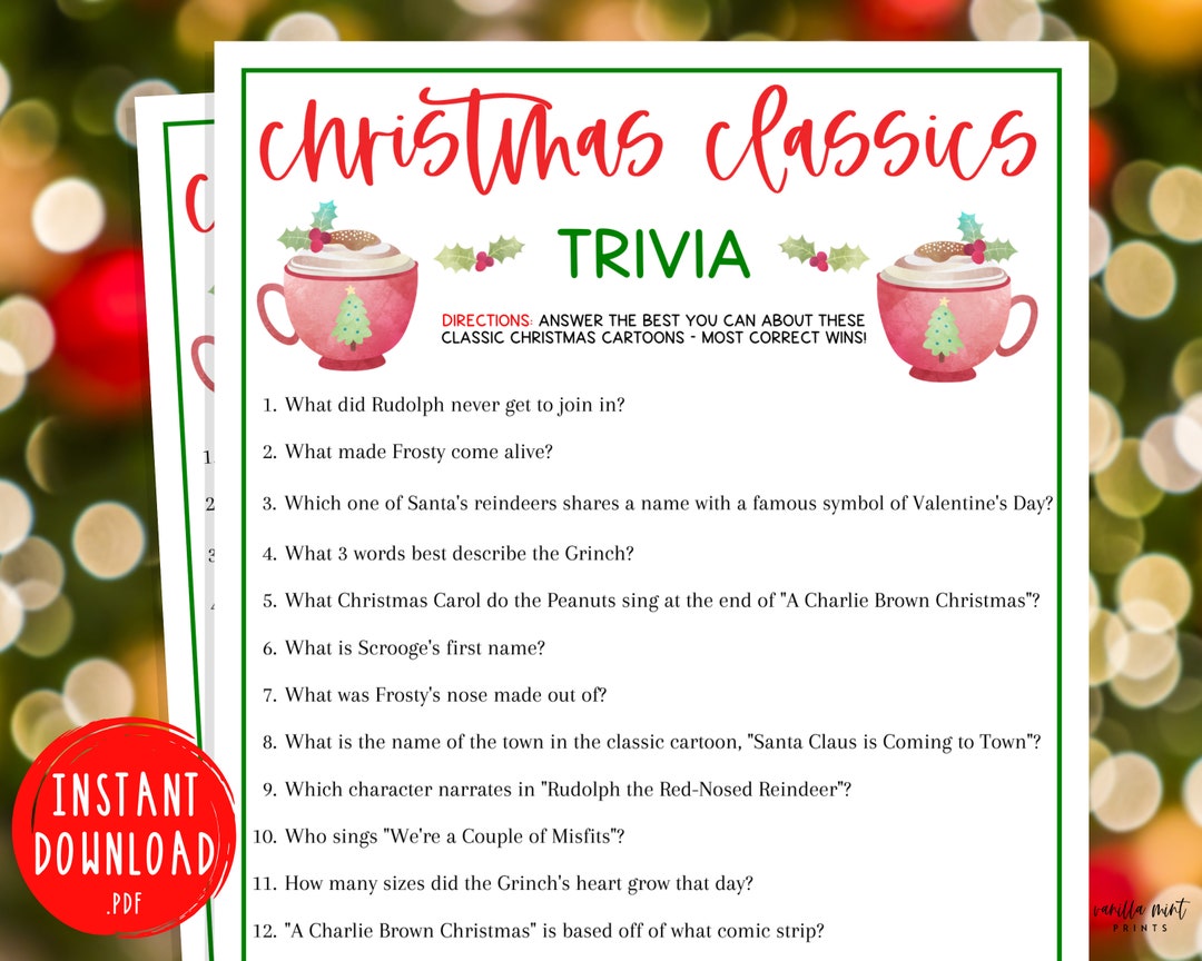 Christmas Classics Movies Trivia Game | Cartoon Trivia | Christmas ...