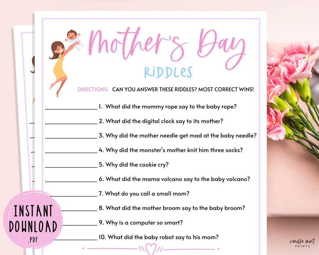 Mother's Day Riddles Game | Funny Mothers Day Jokes and Games | Mother ...