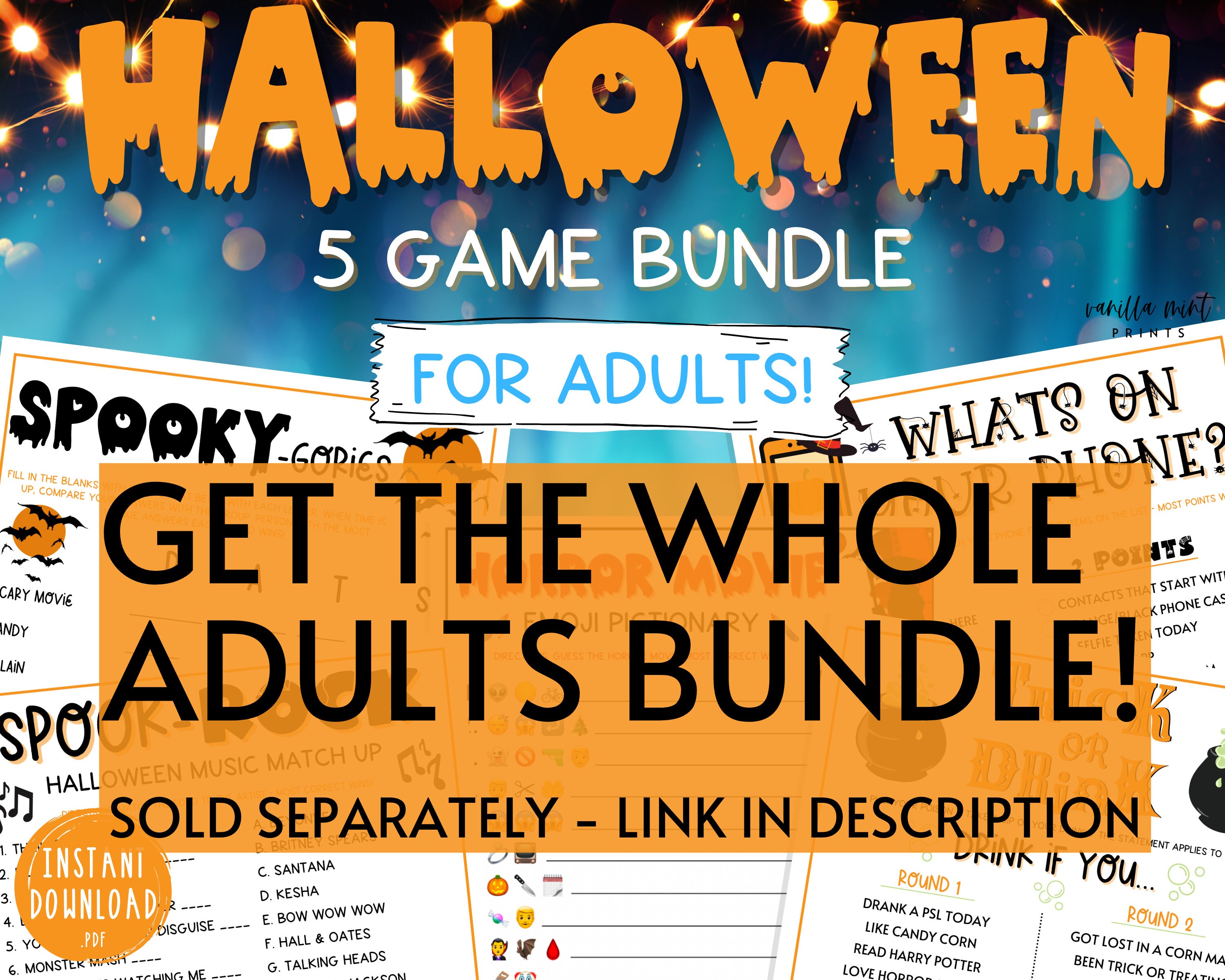 Halloween Party Games KIDS BUNDLE 5 Halloween Printable | Etsy