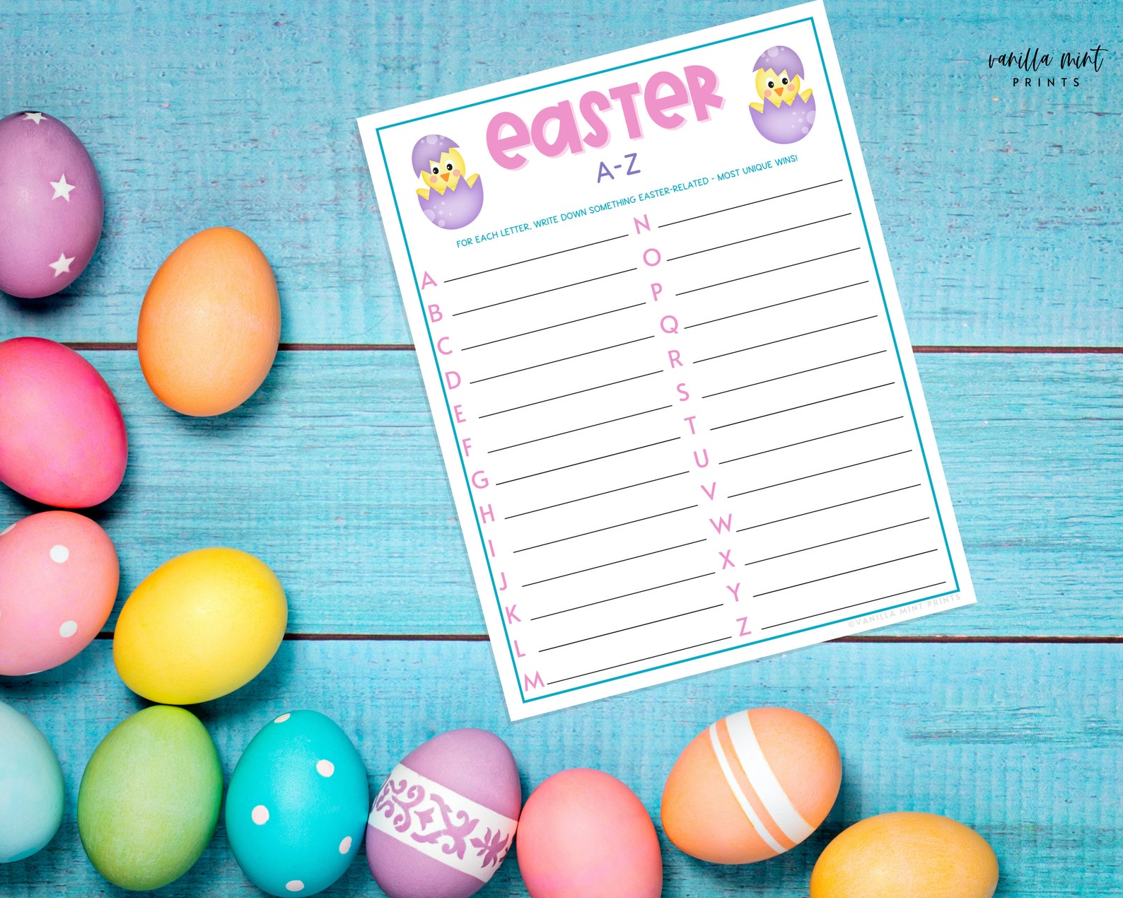 Easter A to Z Word Puzzle Printable Easter Games Party - Etsy