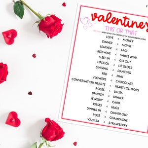 Valentine's Day This or That Game Valentine Printable | Etsy