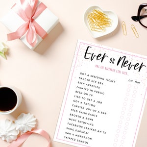 Adult Birthday Party Games | Ever or Never Birthday Party Game for Her ...