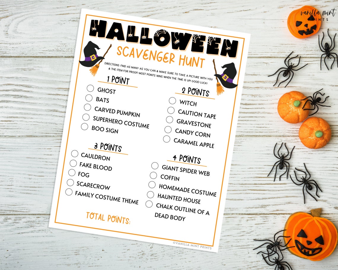 Halloween Scavenger Hunt Game Halloween Printable Games - Etsy
