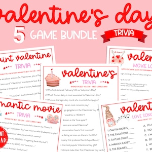 Valentine's Day 5 Game Trivia BUNDLE Fun Valentine's Day Printable ...