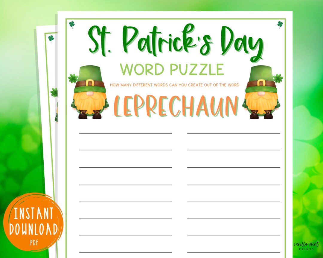 St. Patrick's Day Word Puzzle Game | Leprechaun | Irish Game | Fun St ...