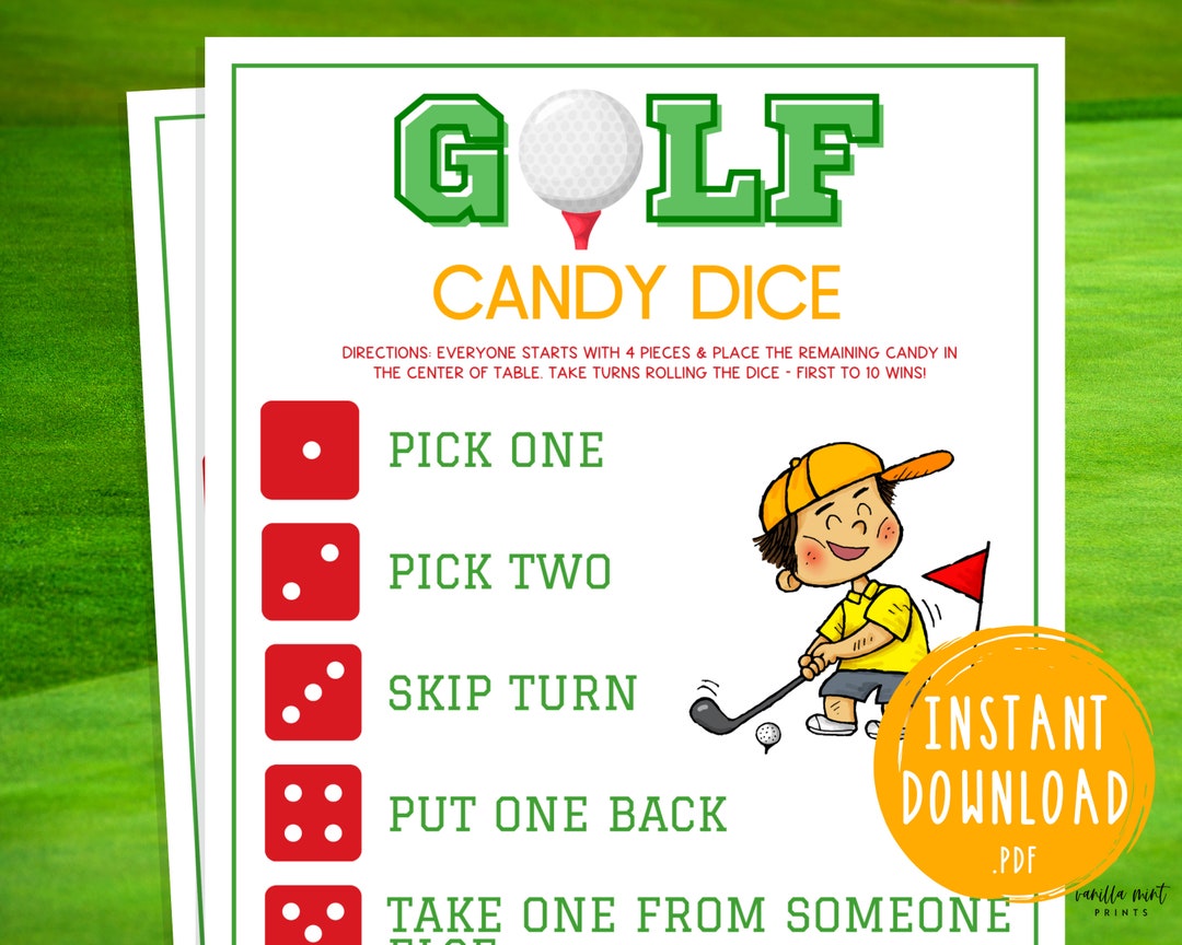 Golf Candy Dice Game | Printable Golf Team Party Games | Masters Golf ...