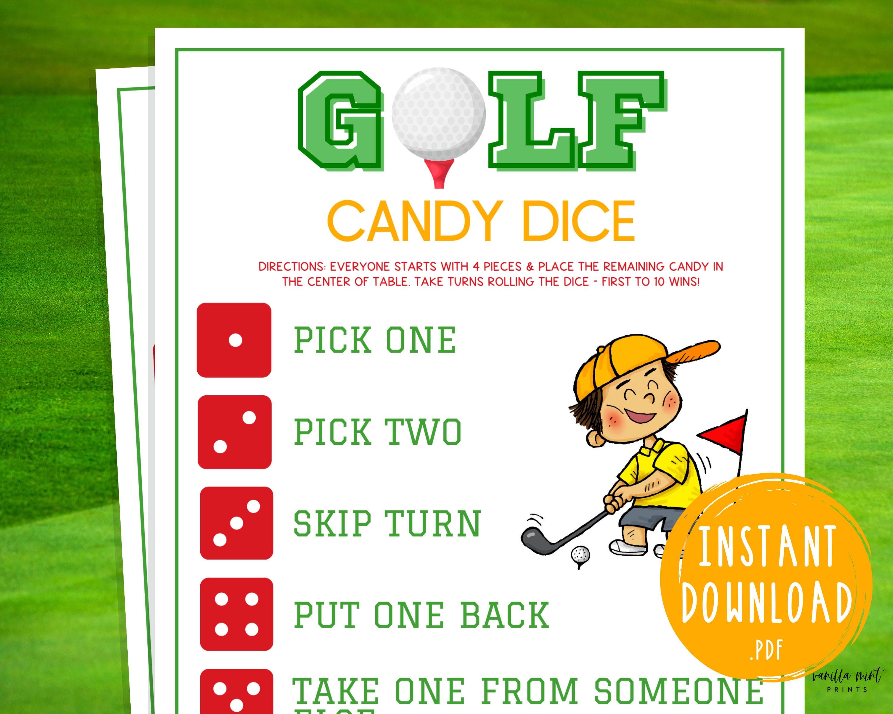 Golf Candy Dice Game Printable Golf Team Party Games - Etsy Canada
