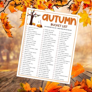 Fall Bucket List Game Printable Autumn Party Game Fall - Etsy