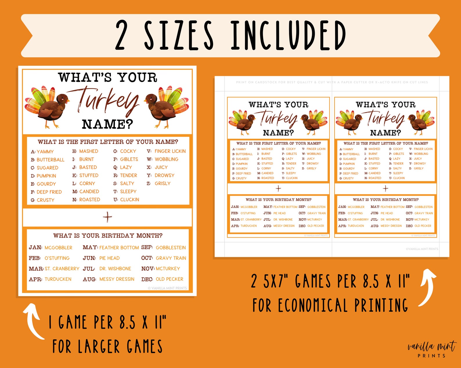 Thanksgiving Whats Your Turkey Name Game Thanksgiving Party - Etsy