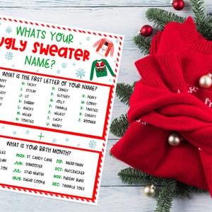 Whats Your Ugly Sweater Name Game | Find Someone Who Christmas ...