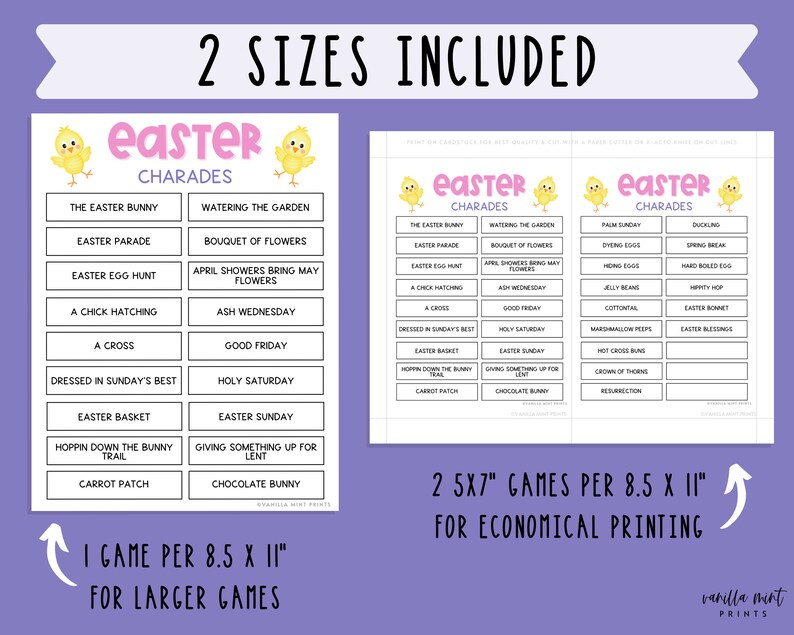 Easter Charades Game Printable Easter Games Party Games - Etsy