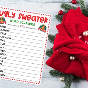 Ugly Sweater Party Word Scramble Game | Christmas Printable Games | Fun ...