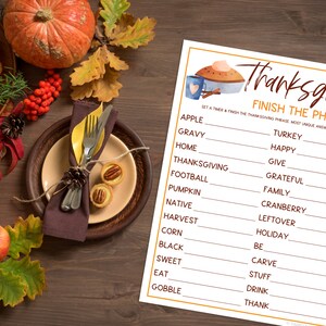 Thanksgiving Finish That Phrase Game | Finish the Phrase Game ...