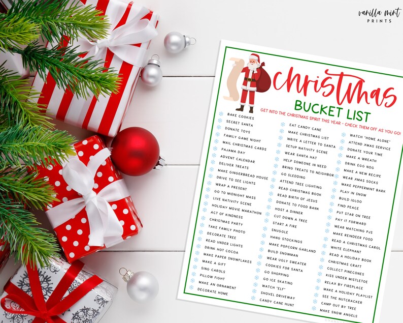 Christmas Bucket List Game Things to Do During Xmas Fun | Etsy