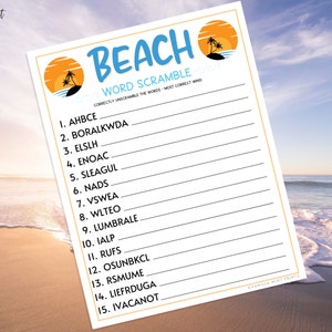 Beach Word Scramble Game | Printable Summertime Games | Fun Beach ...