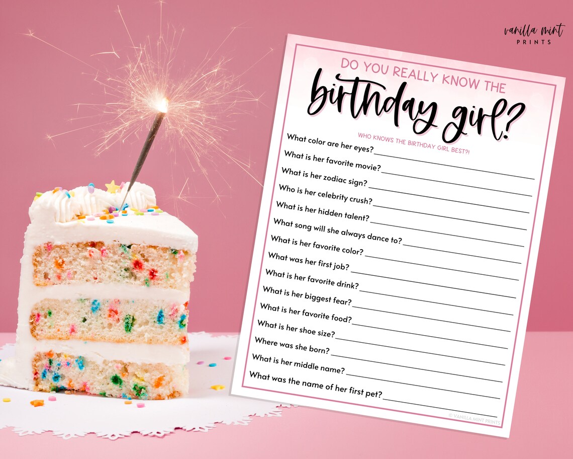 PINK Adult Birthday Party Games Do You Really Know the - Etsy