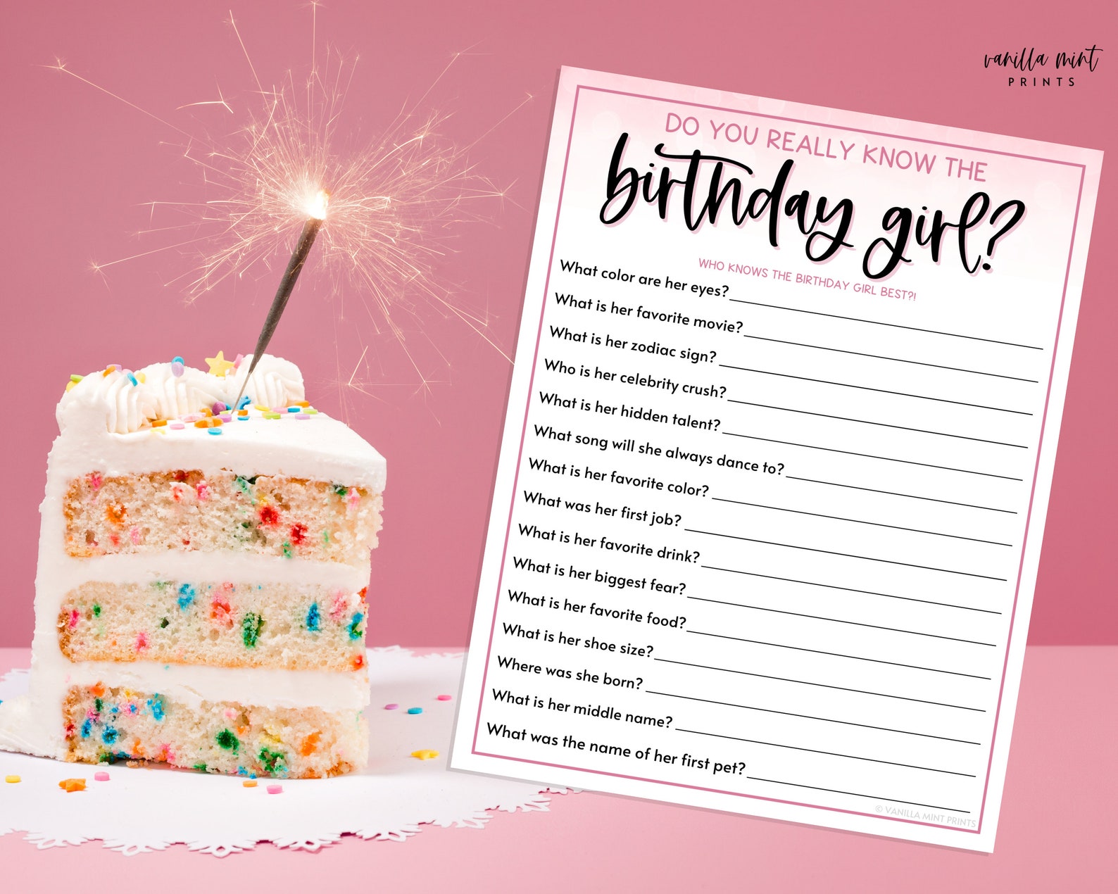 PINK Adult Birthday Party Games Do You Really Know the - Etsy