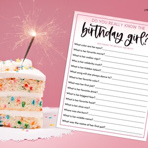 PINK Adult Birthday Party Games Do You Really Know the Birthday Girl ...