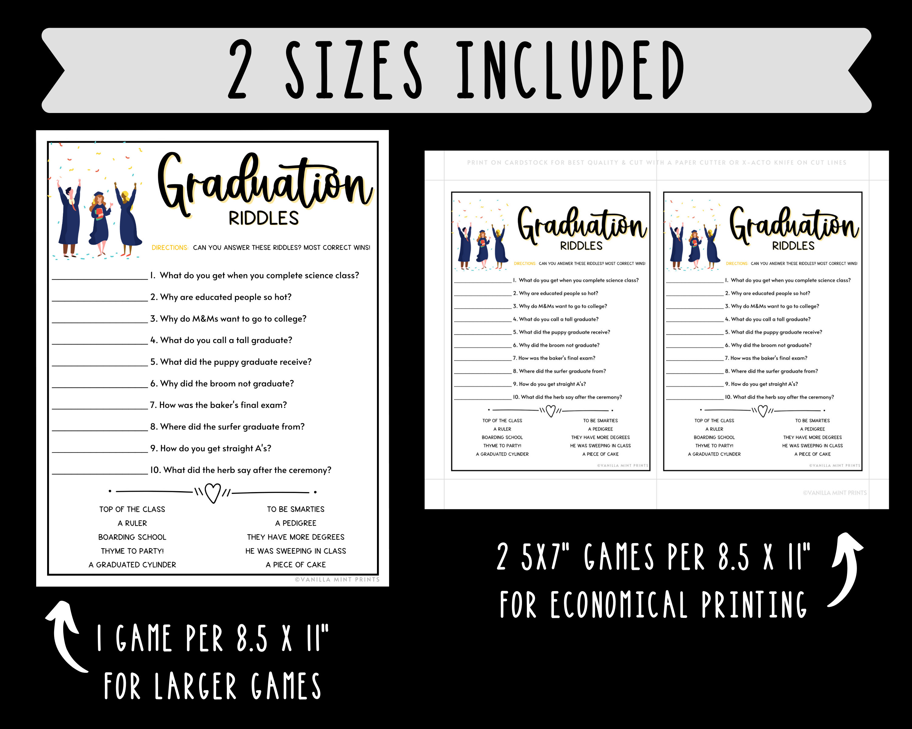 Graduation Games Riddles Fun Graduation Party Games - Etsy UK
