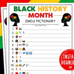 Black History Month Emoji Pictionary Game | African American History ...