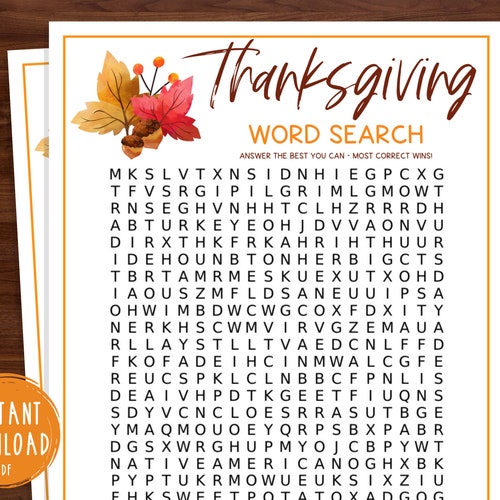 Thanksgiving Word Scramble Game Thanksgiving Printable Games - Etsy