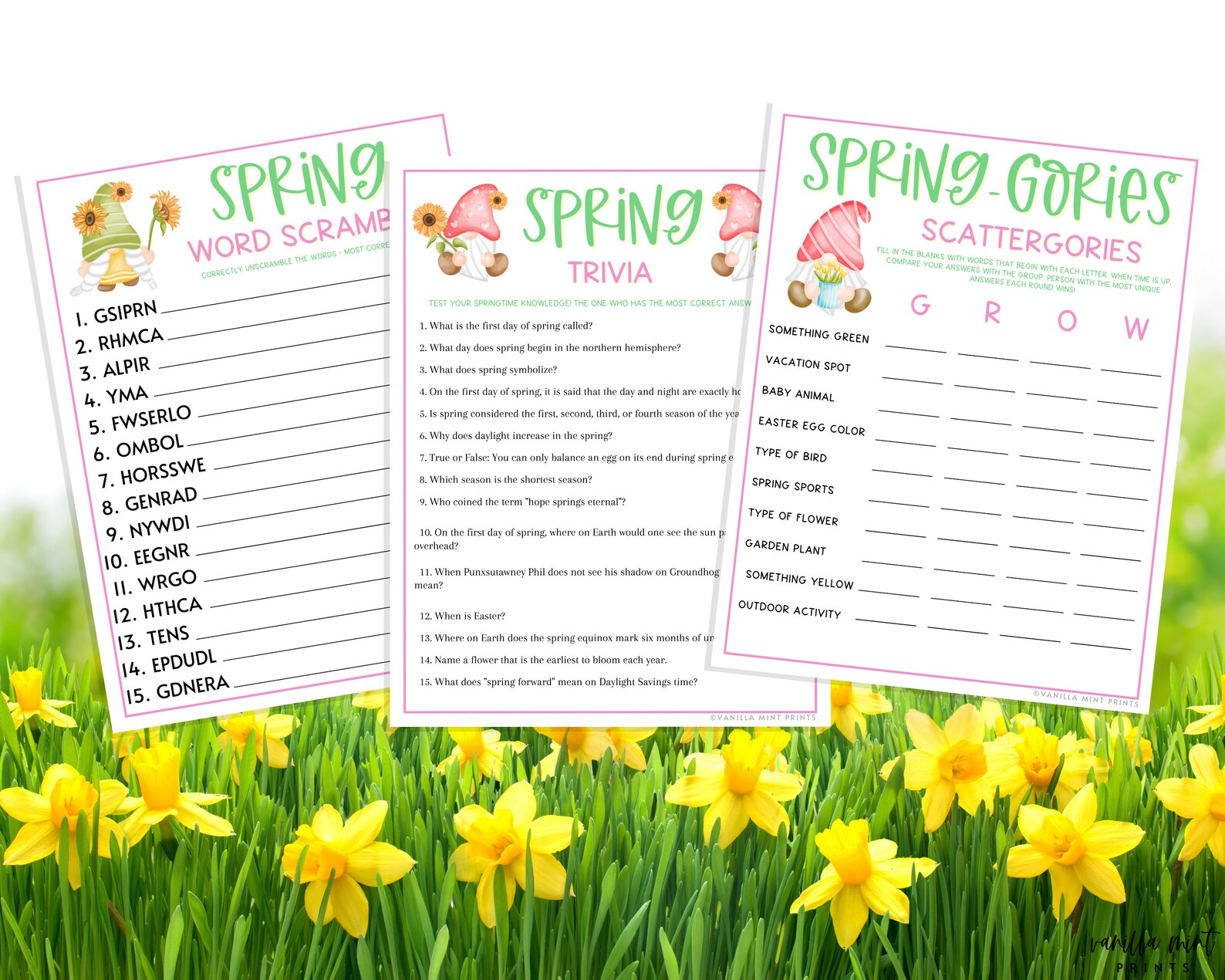 Spring 10 Game BUNDLE Fun Printable Springtime Trivia and | Etsy